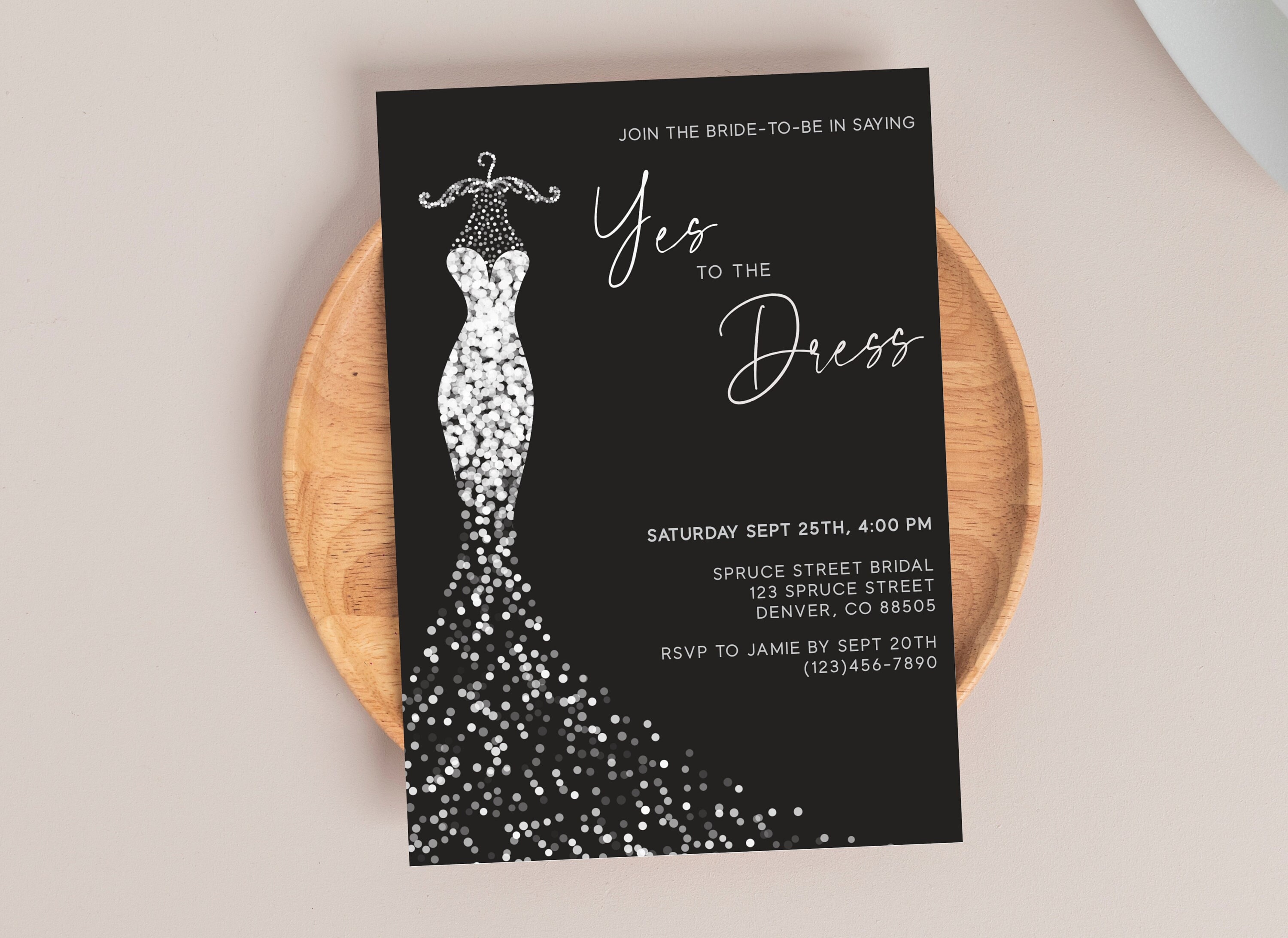 Bridal Say Yes to the Dress Invitation Template, Editable, Personalize ...