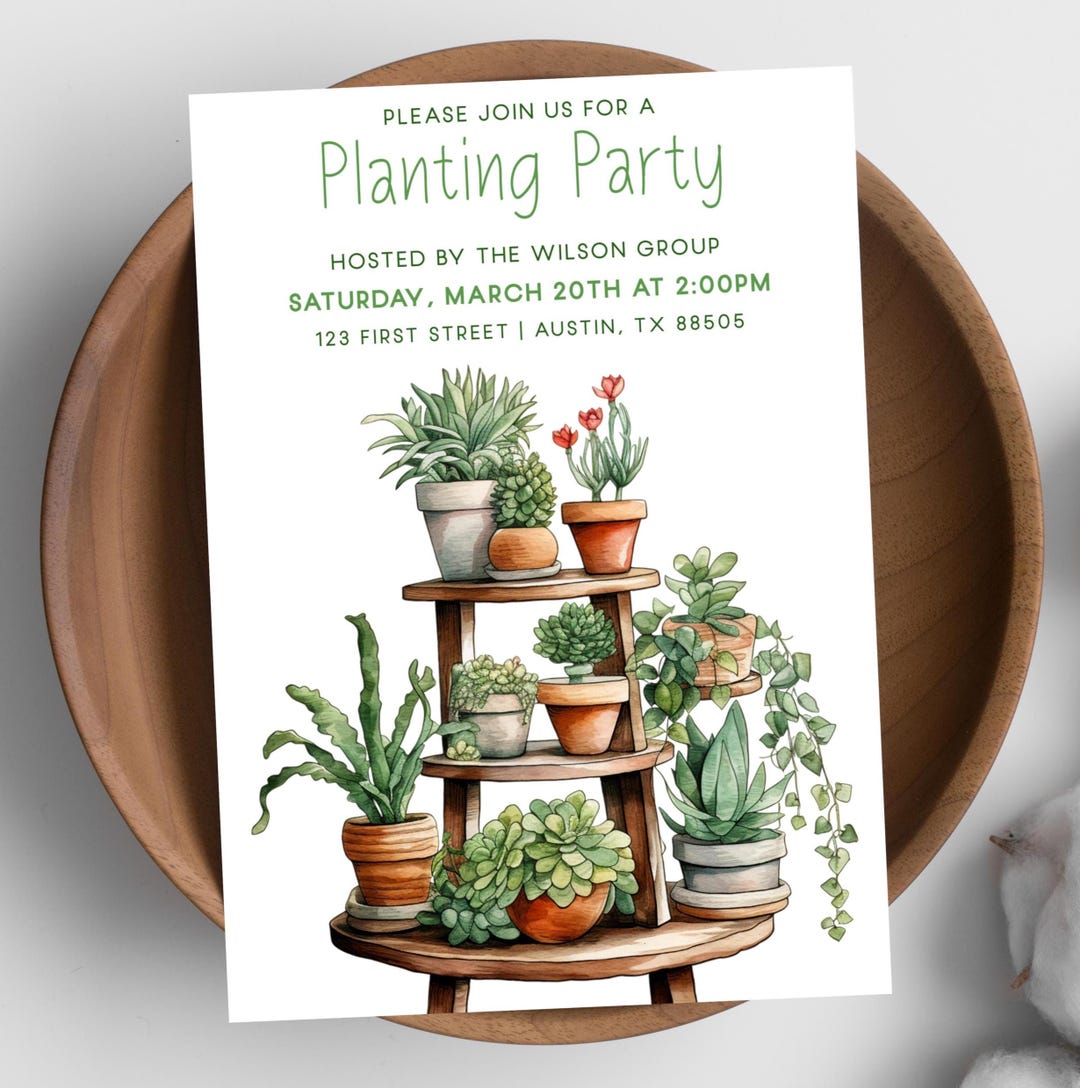 Planting Gardening Party Invitation Template, Plant Garden Party ...