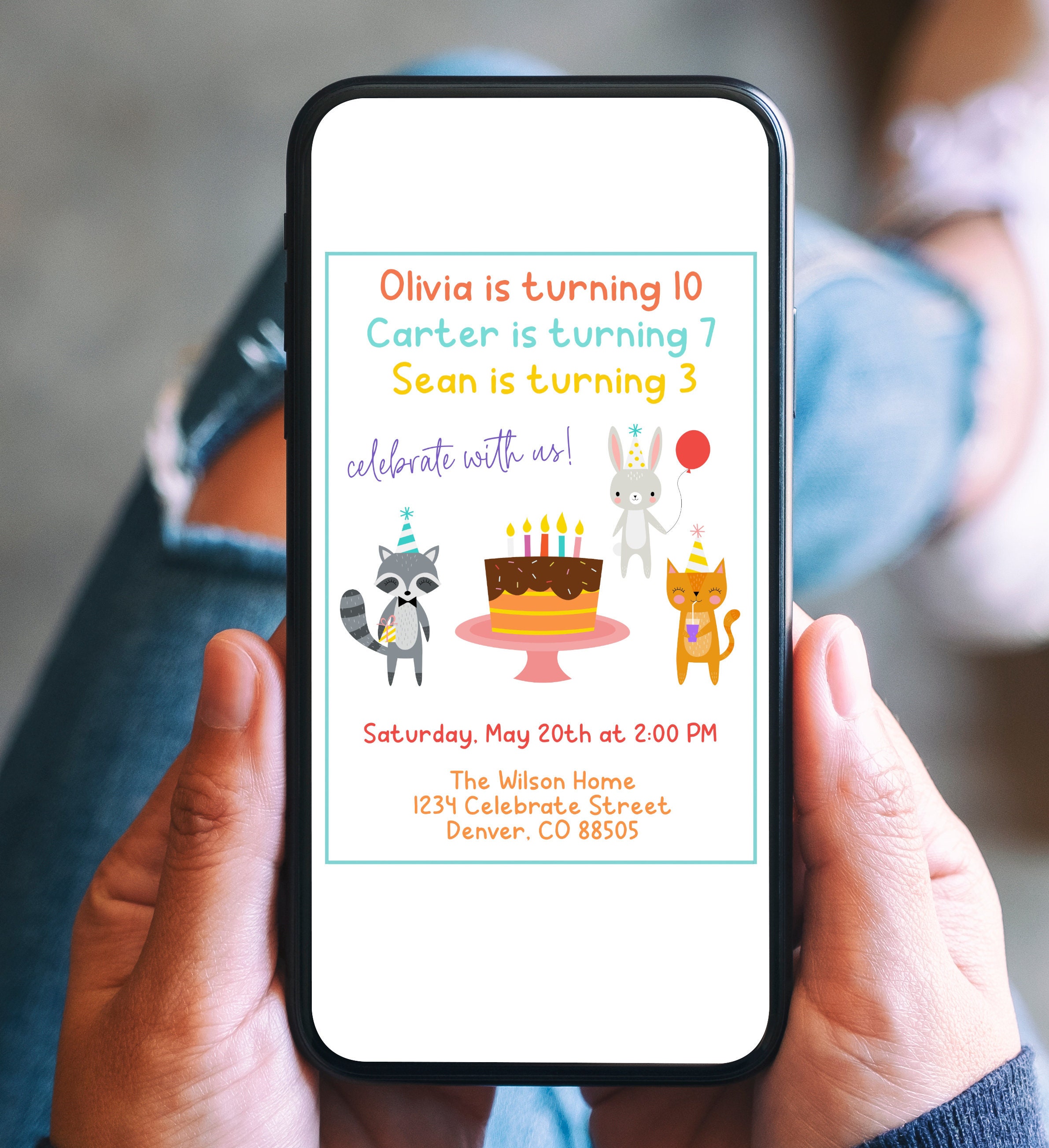 Editable Siblings Birthday Invitation Template: Trio Party (digital ...