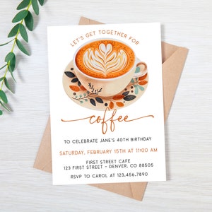 Let's Get Together for Coffee Invitation Template, Any Occasion Coffee ...
