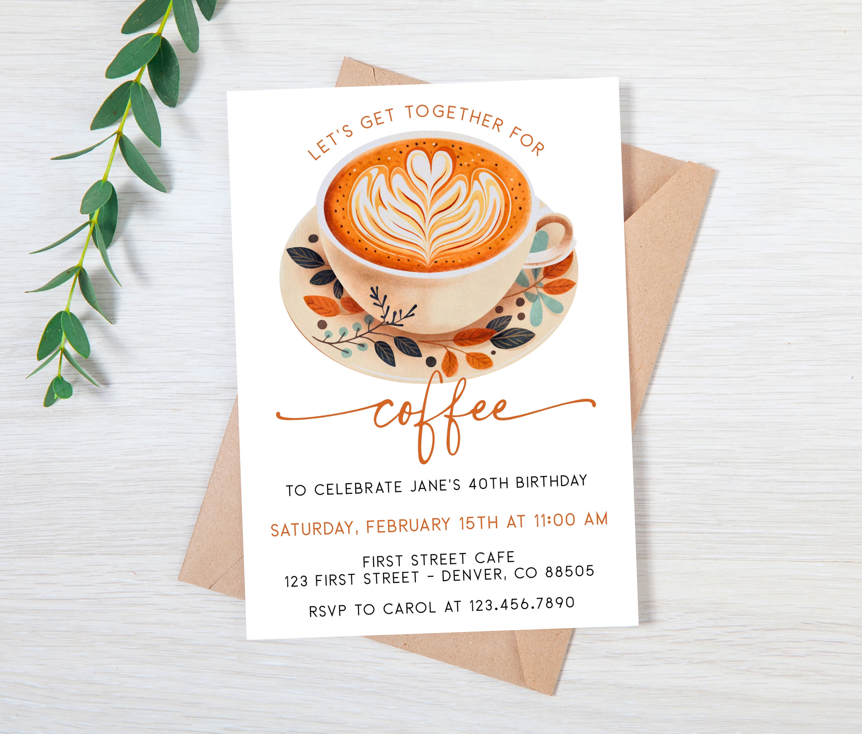 Let's Get Together for Coffee Invitation Template, Any Occasion Coffee ...