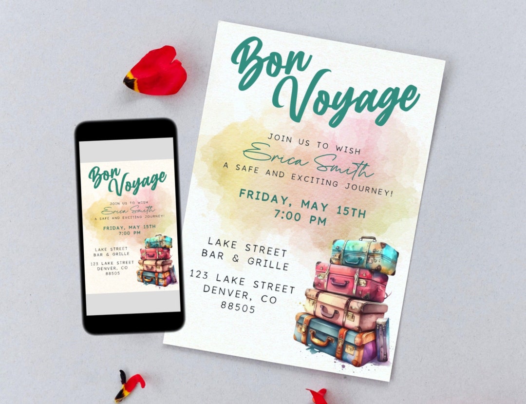 Bon Voyage Farewell Party Digital Download - Editable and Customizable ...