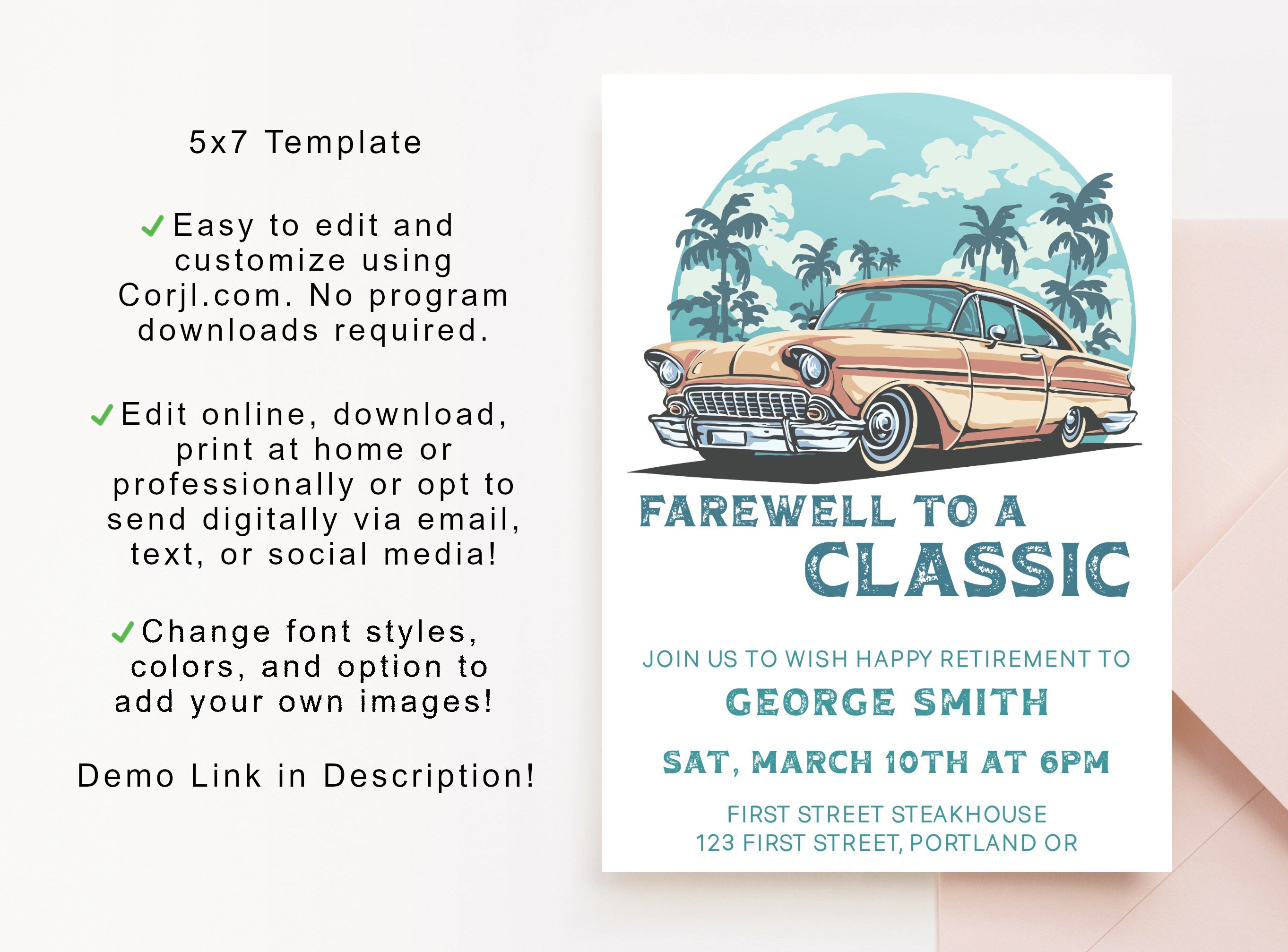 Classic Car Retirement Party Invitation Template (digital Download) - Etsy