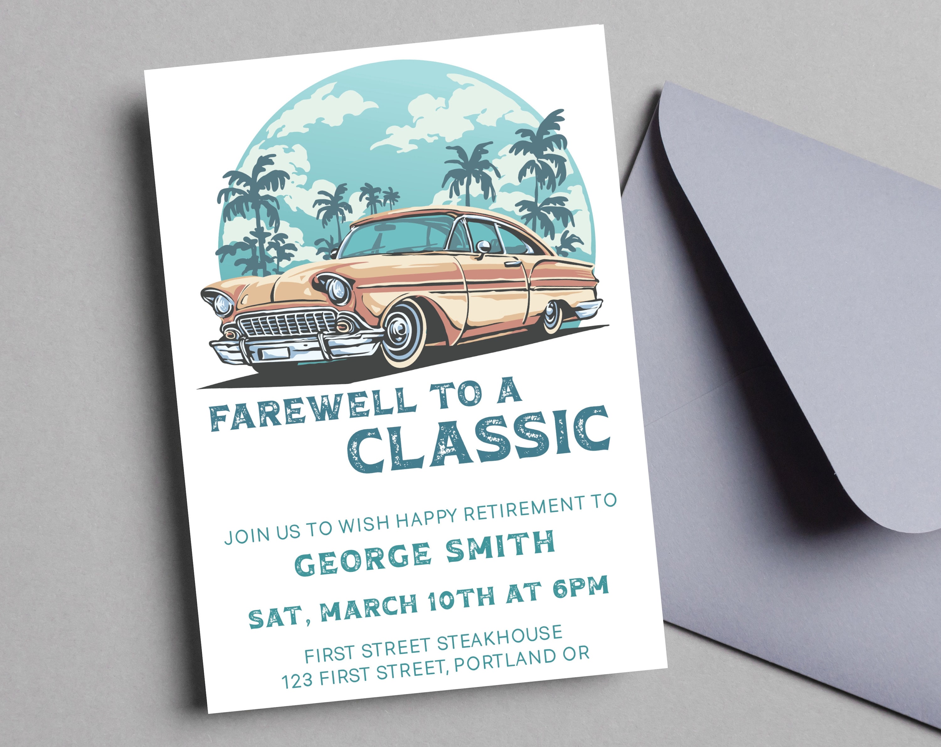 Classic Car Retirement Party Invitation Template (digital Download) - Etsy