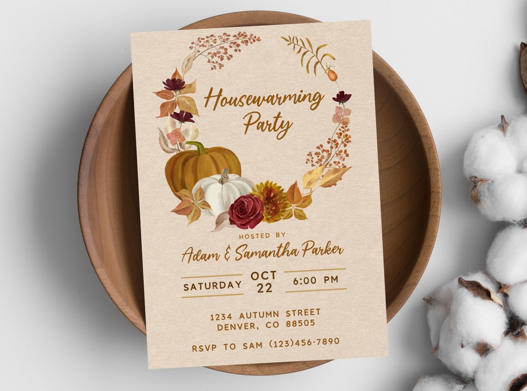 Fall Theme Housewarming Party Digital Download. Editable Invitation ...