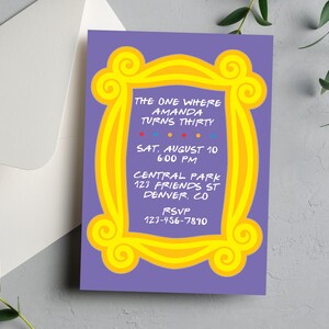 Friends Themed Birthday Party Yellow Frame Invitation Template, Any Age ...