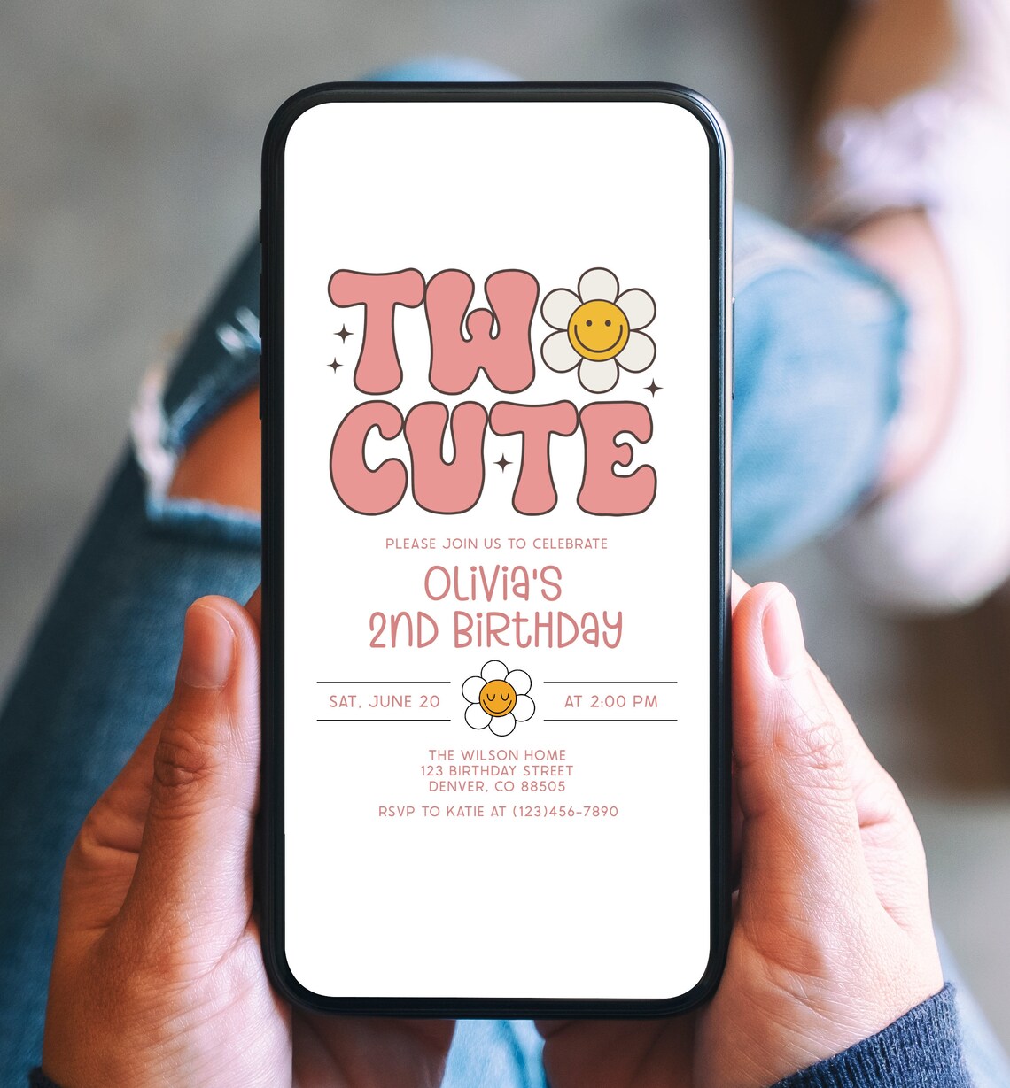 Two Cute 2nd Birthday Party Invitation Template, Second Birthday ...