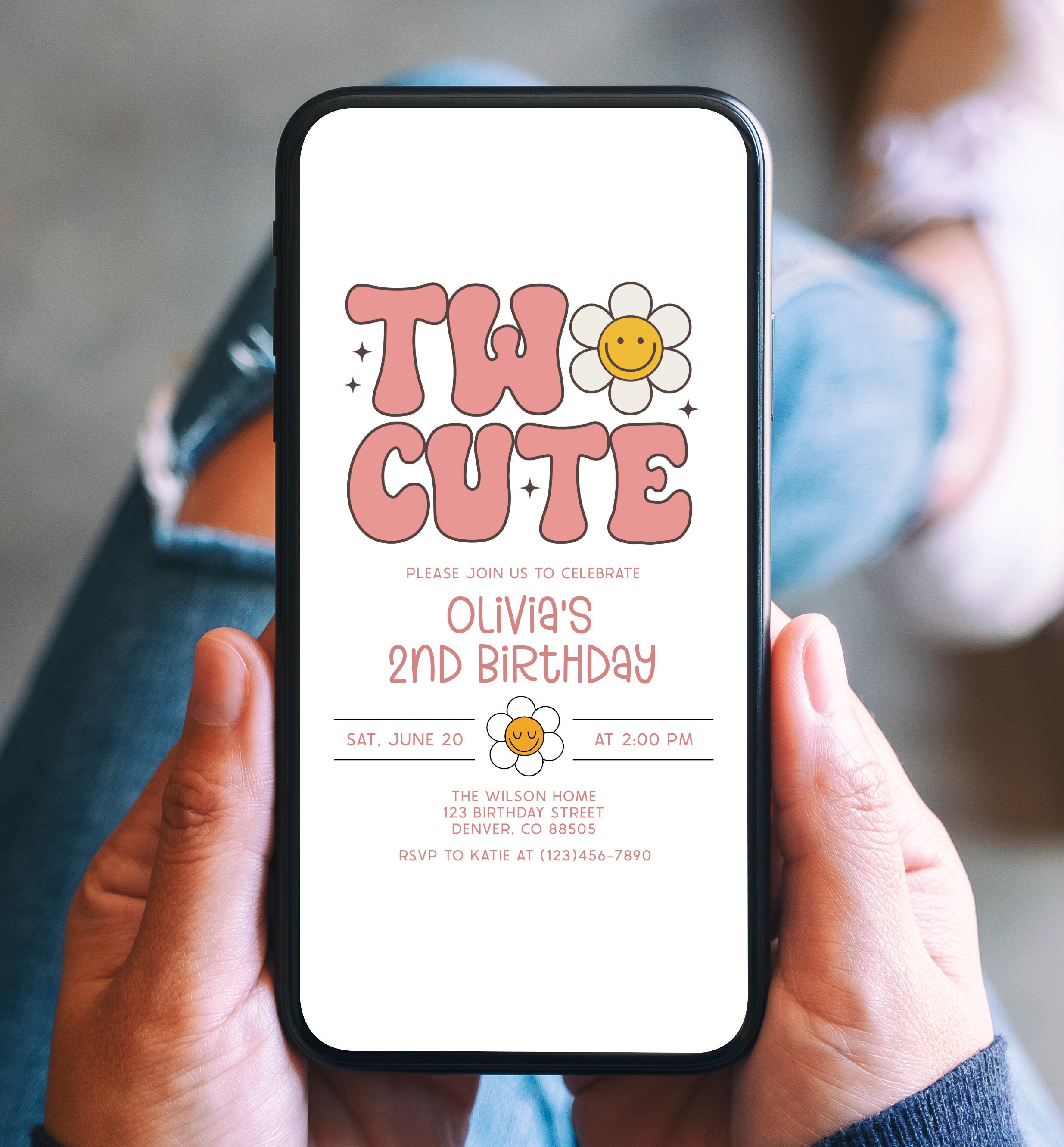 Two Cute 2nd Birthday Party Invitation Template, Second Birthday ...