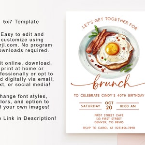 Brunch Invitation Template: Any Occasion, Editable (digital Download ...