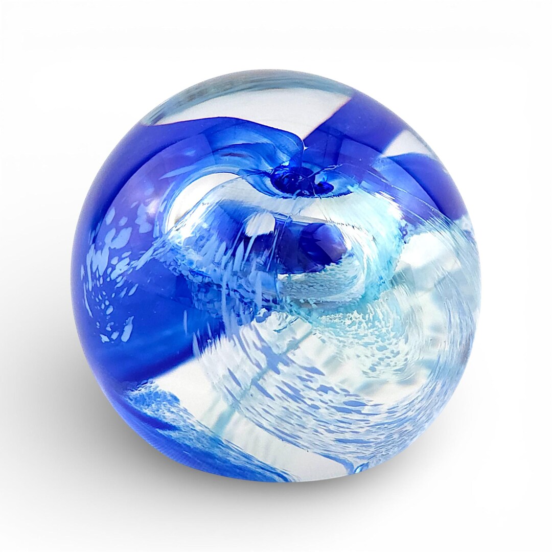Vintage CAITHNESS MOONCRYSTAL Blue Glass Paperweight - Etsy
