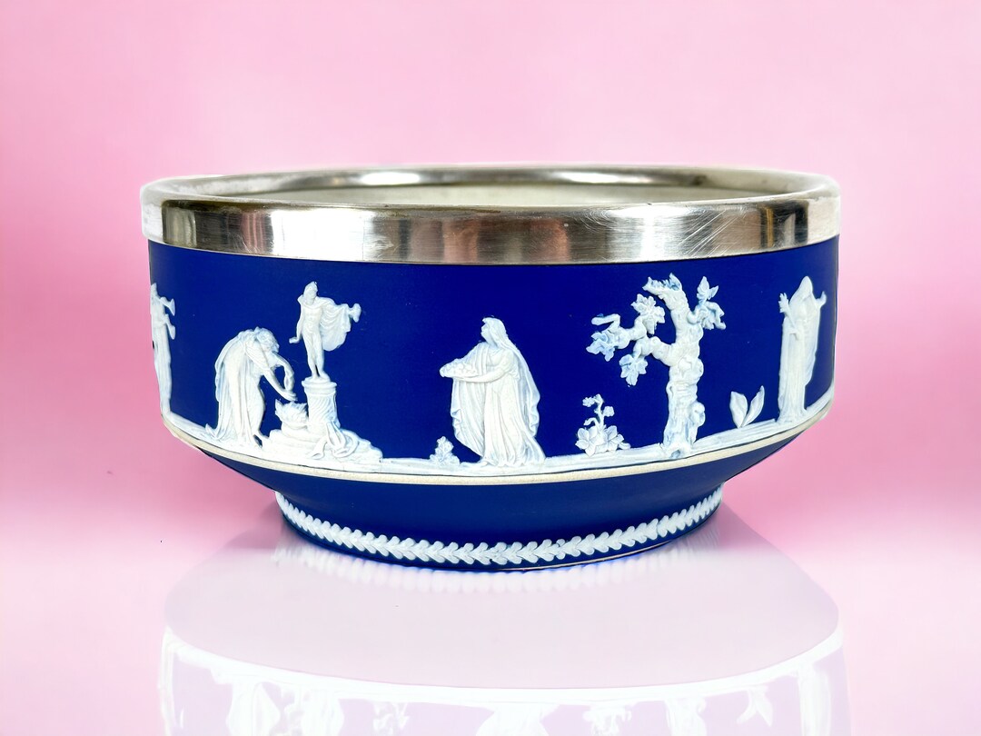 Antique ADAMS TUNSTALL Jasperware Cobalt Blue Large Fruit Bowl - Etsy