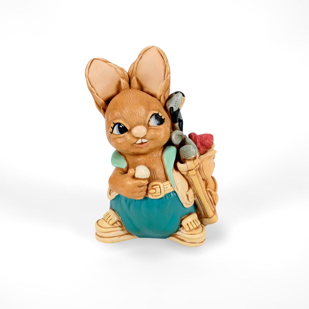 VTG Hand Painted Stonecraft PENDELFIN Golf Player Rabbit Figurine ...