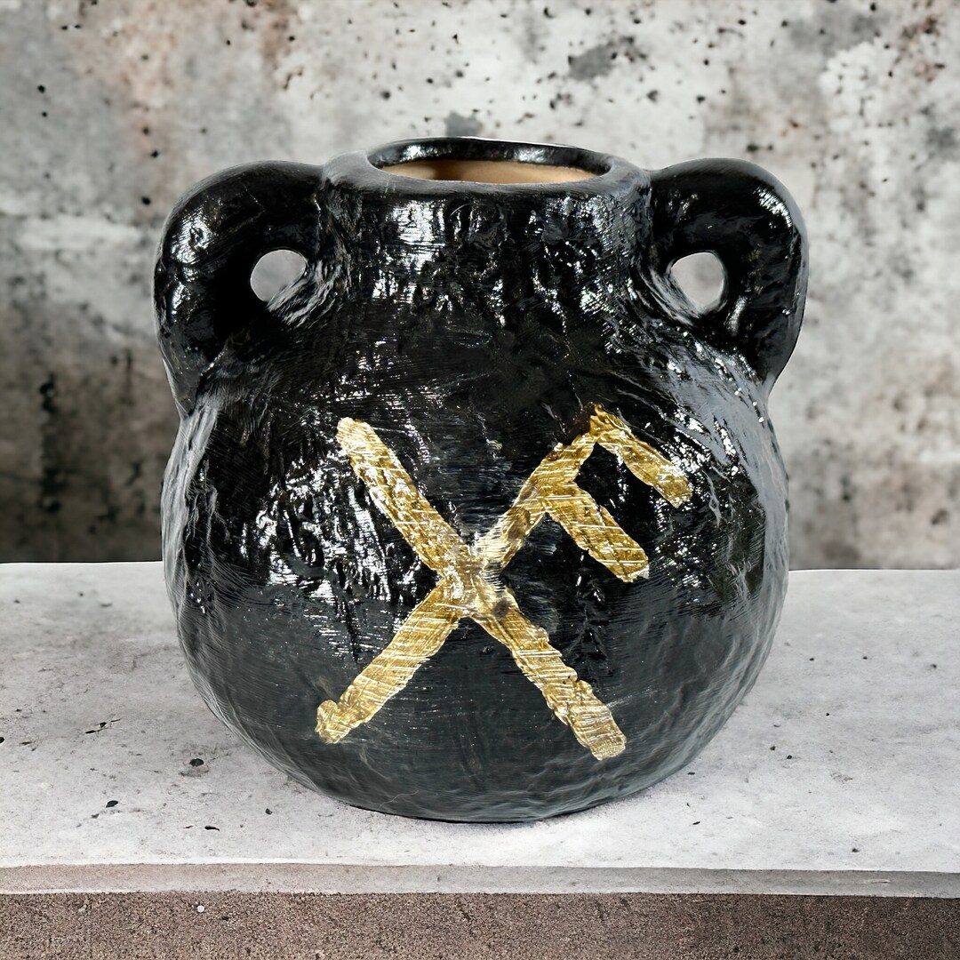 Studio Pottery Vase With Symbols (health) and (good Luck) - Etsy