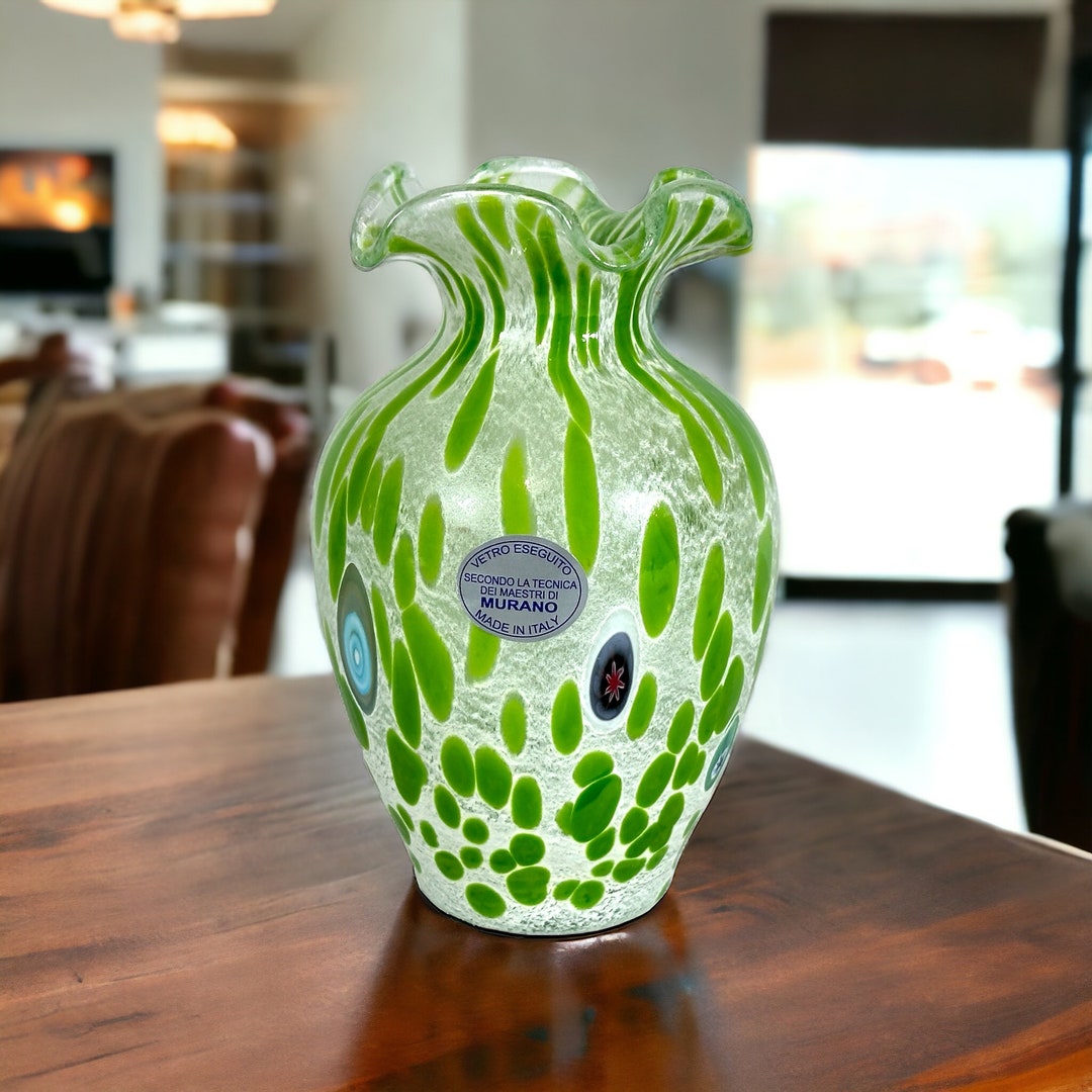 MURANO Vetro Eseguito Glass Vase , Italy - Etsy