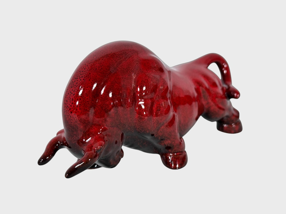 Red Small Ceramic Bull Figurine , Spain - Etsy