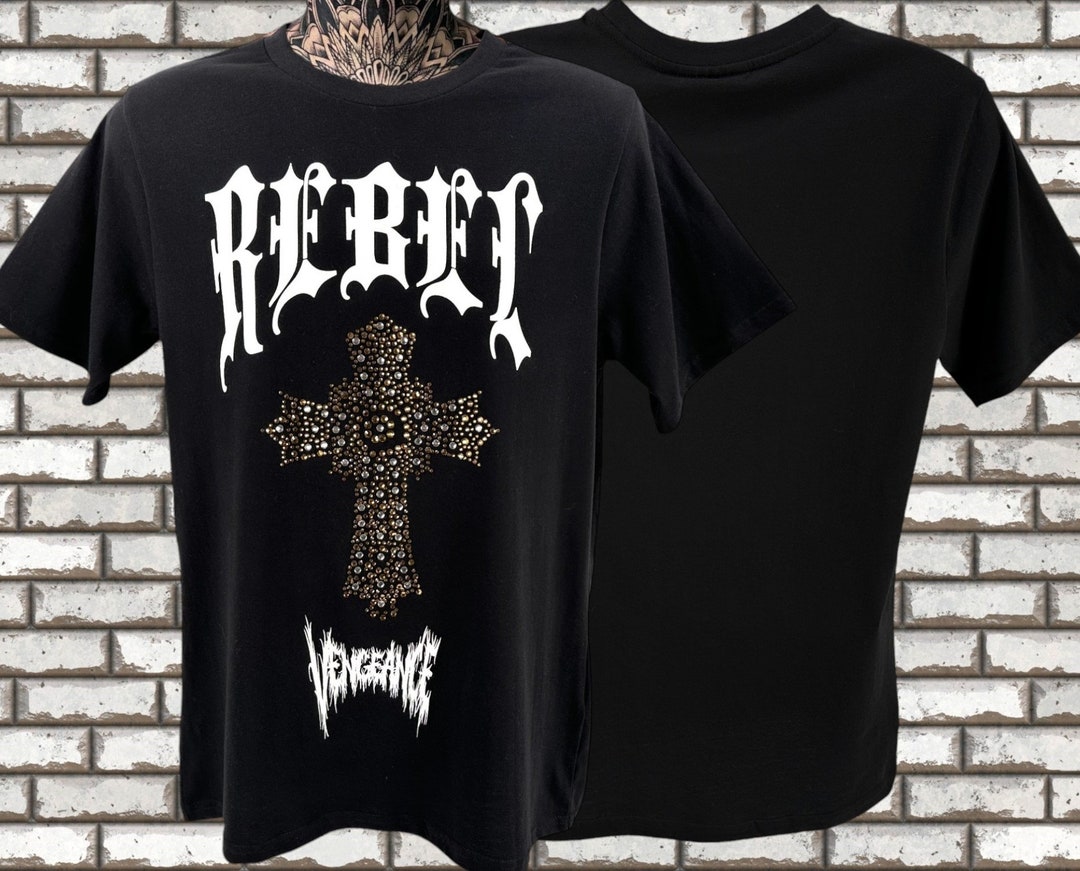 Original REBEL VENGEANCE Black Cotton T Shirt ' Cross ' ( M ) - Etsy