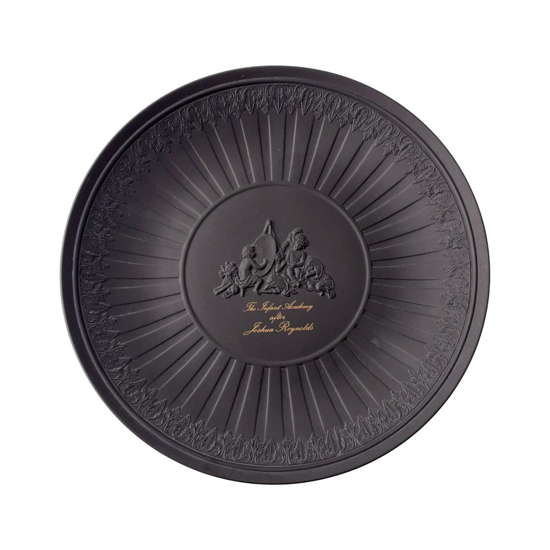 Wedgwood Black Basalt Jasperware Plate the Infant Academy After Joshua ...