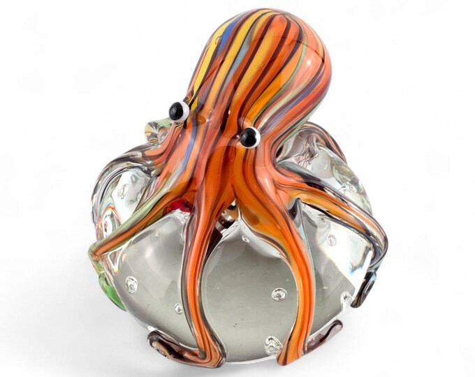 ALESSANDRO GLASS Handcrafted Glass Octopus Paperweight , Italy - Etsy