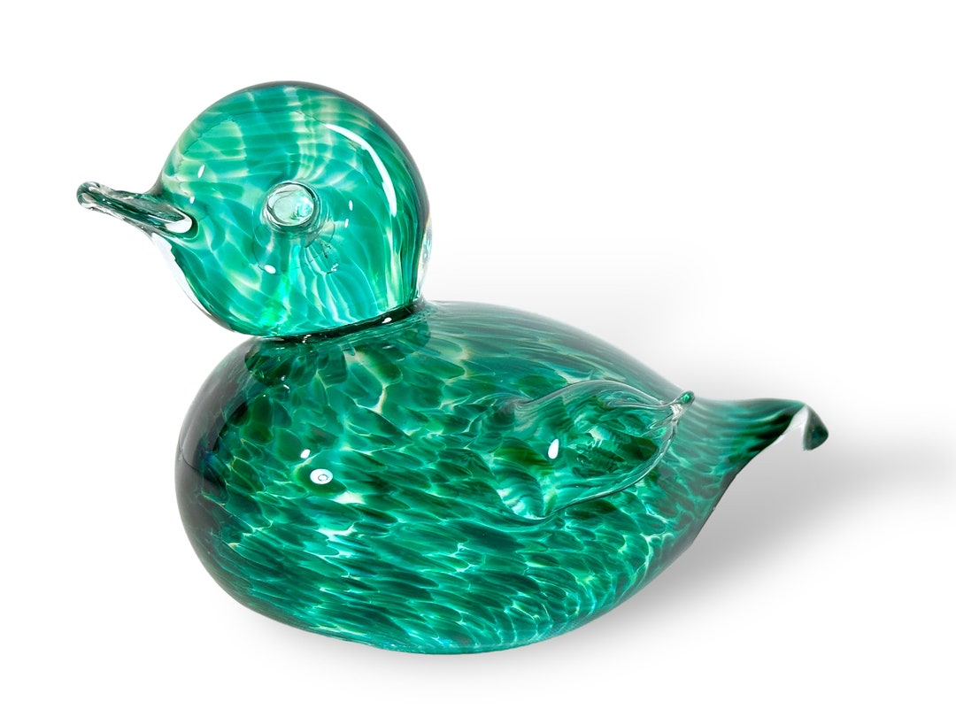 Vintage WEDGWOOD Green Glass Duck Paperweight - Etsy