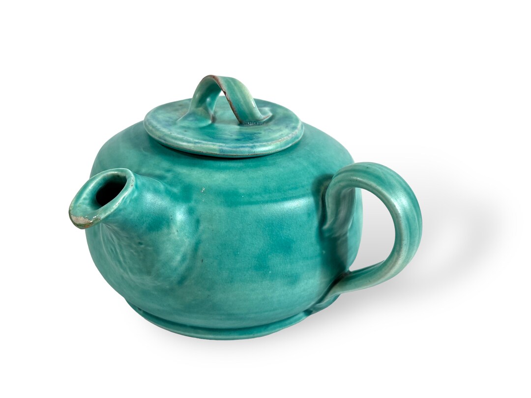 Vintage W. Baron Barnstaple Art Pottery Green Teapot - Etsy
