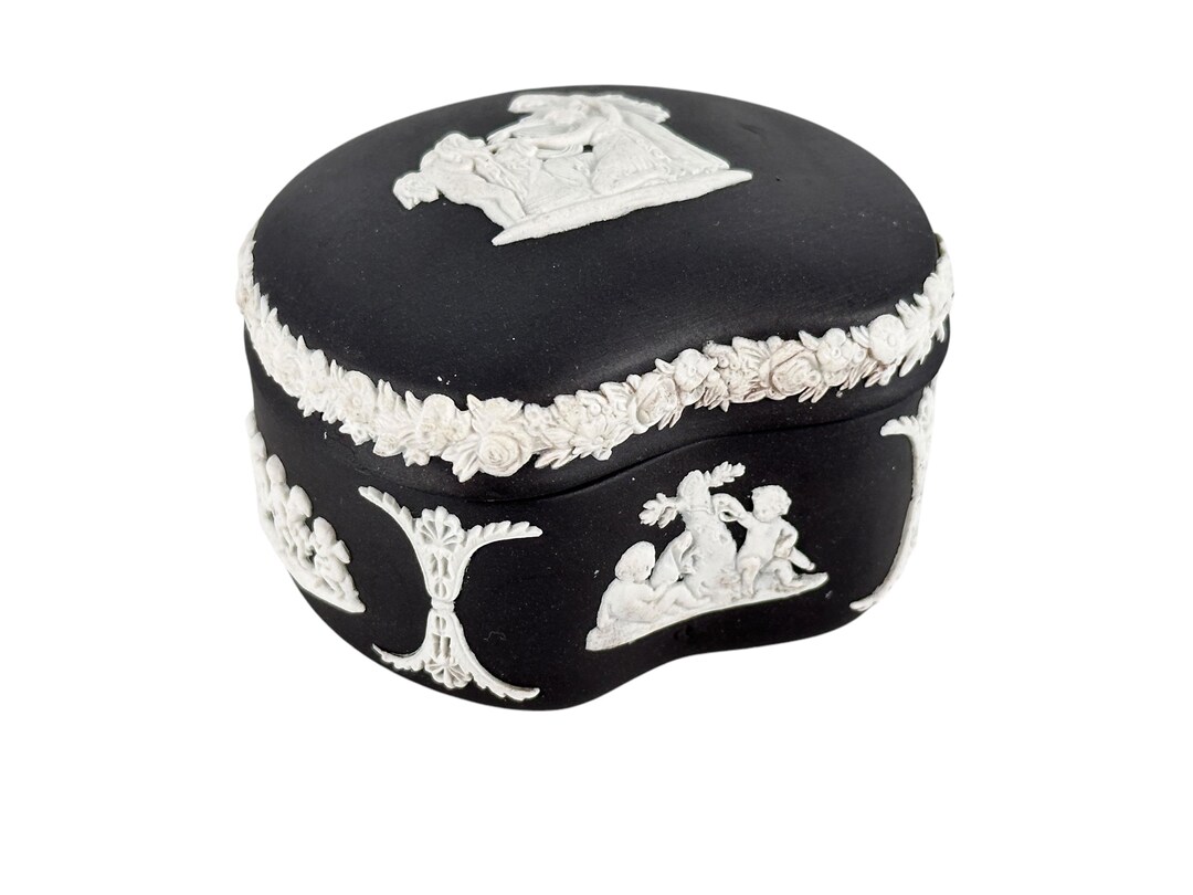 Wedgwood Jasperware Black Trinket Box (chip) - Etsy