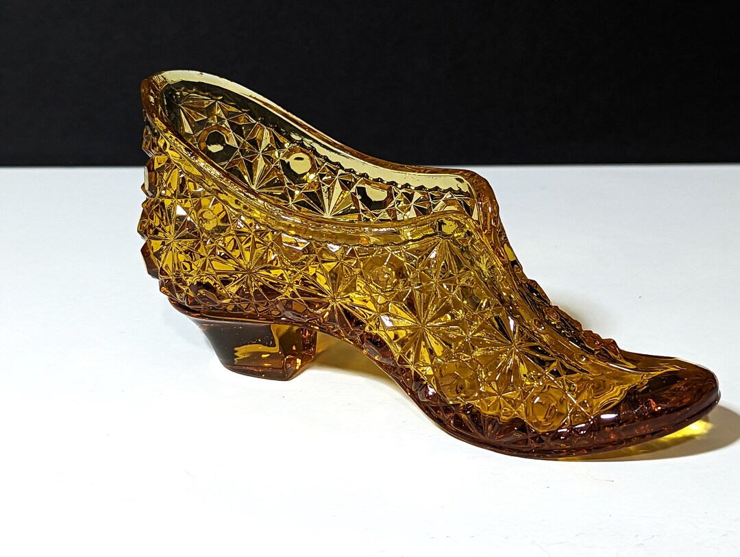 Antique Duncan Glass Amber Shoe EAPG Promo for Brandt Shoe St. Louis ...