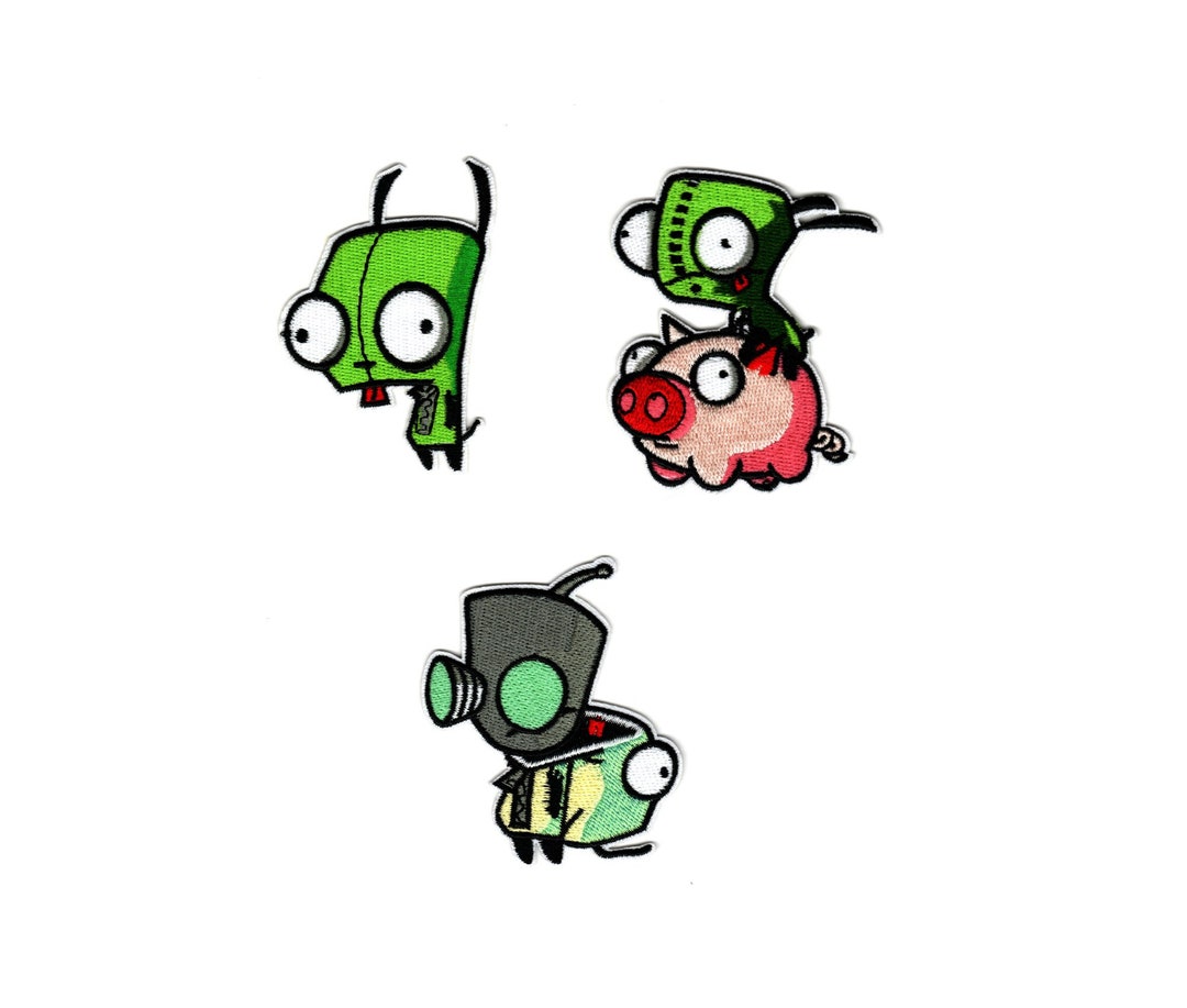 3 Gir From Invader Zimp Embroidered Iron-on Patches - Etsy