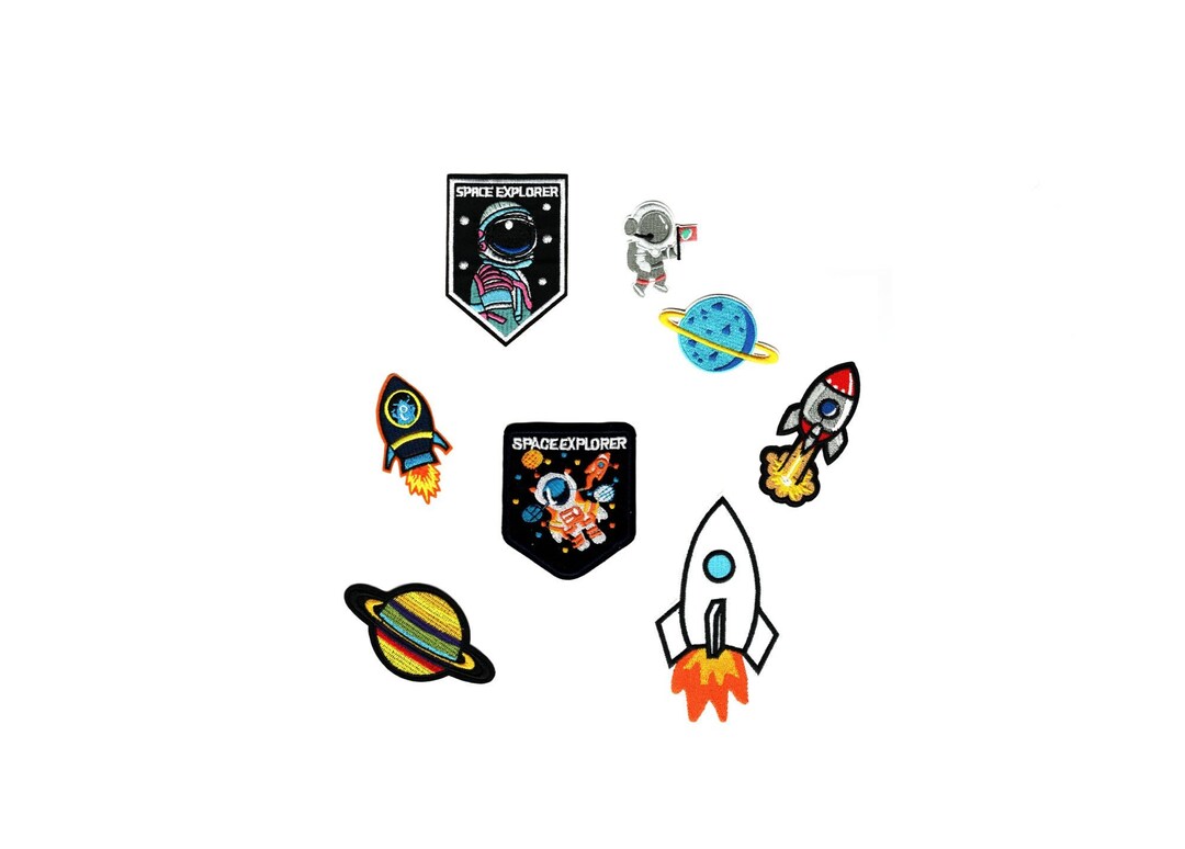 Space Explorer Rocketship Astronaut Planet Embroidered Iron-on Patch - Etsy