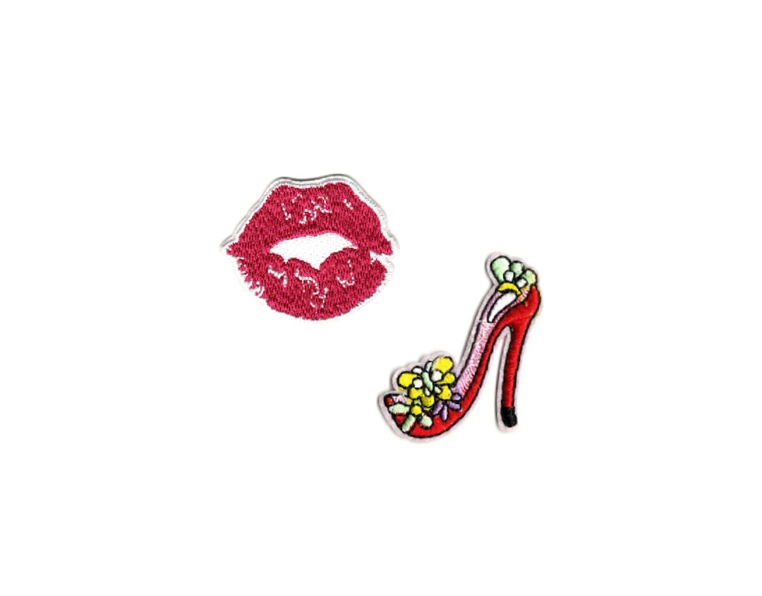 Sexy Red Lipstick Kiss & High Heel Shoe Embroidered Iron-on - Etsy