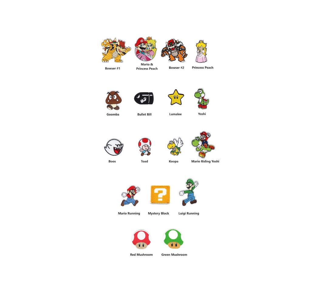 Super Mario Video Game Characters Embroidered Iron-on Patch - Etsy