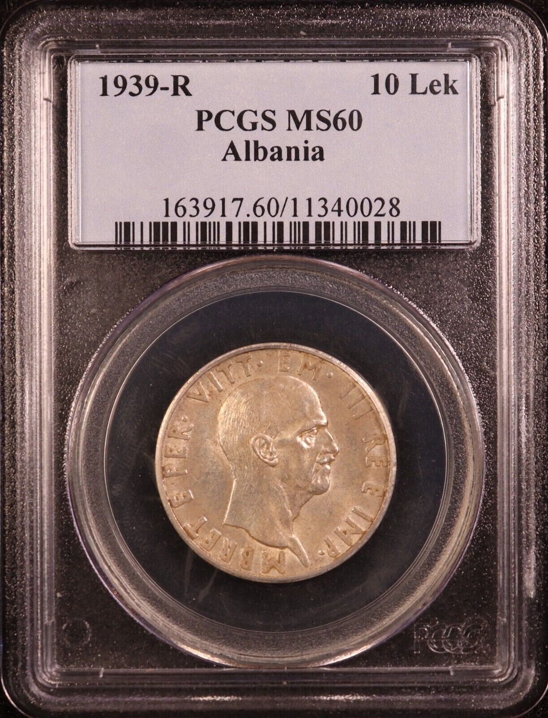 1939-R Albania Silver 10 Leke italian Occupation PCGS MS60 Rome Mint ...