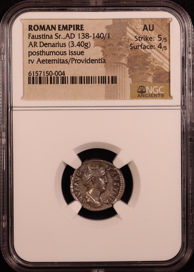 Ancient Roman Empire Faustina Senior Silver Denarius Coin (138-141 AD ...