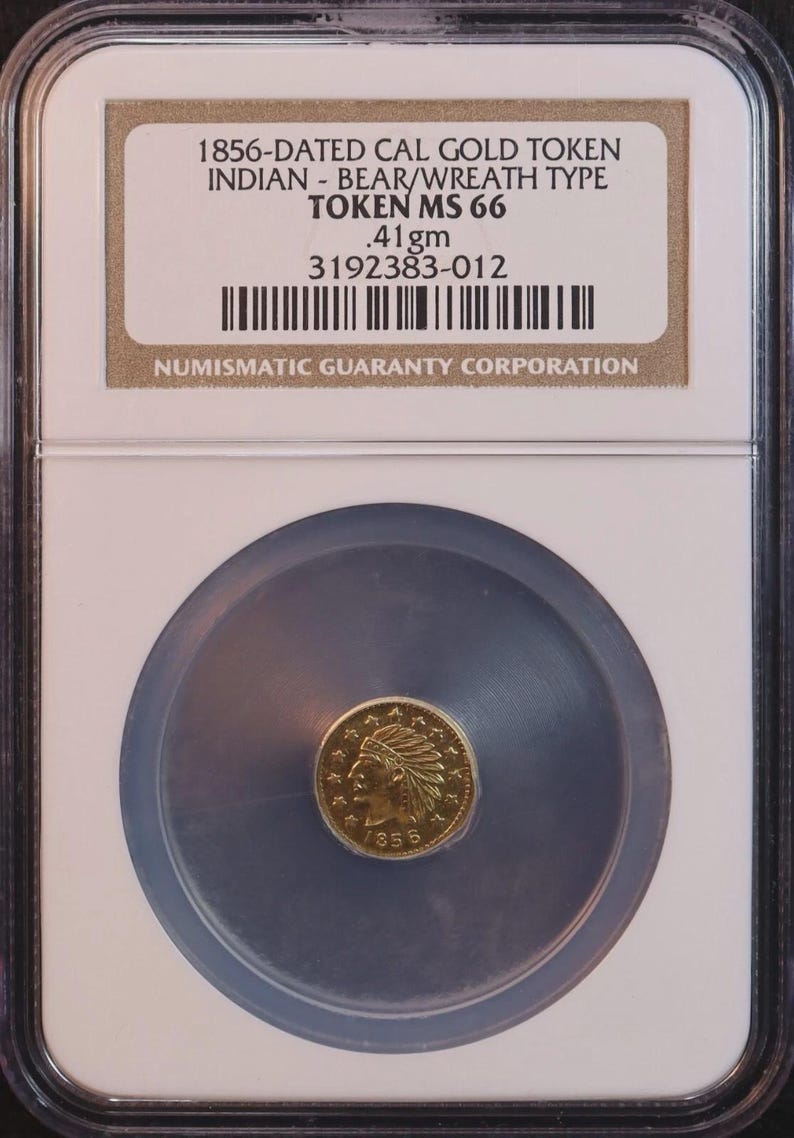 1856 California "gold Rush" Gold Token Coin, Indian/bear - NGC MS66 ...