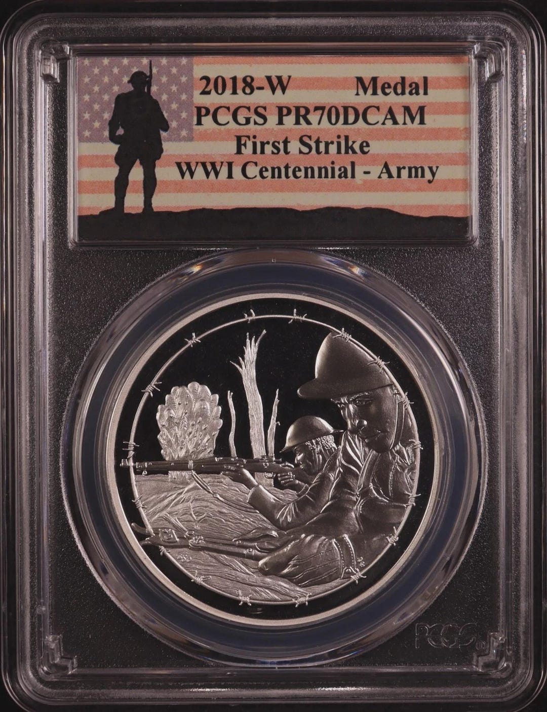 2018-W Proof World War 1, US Army Centennial Silver Medal - PCGS PR70 ...