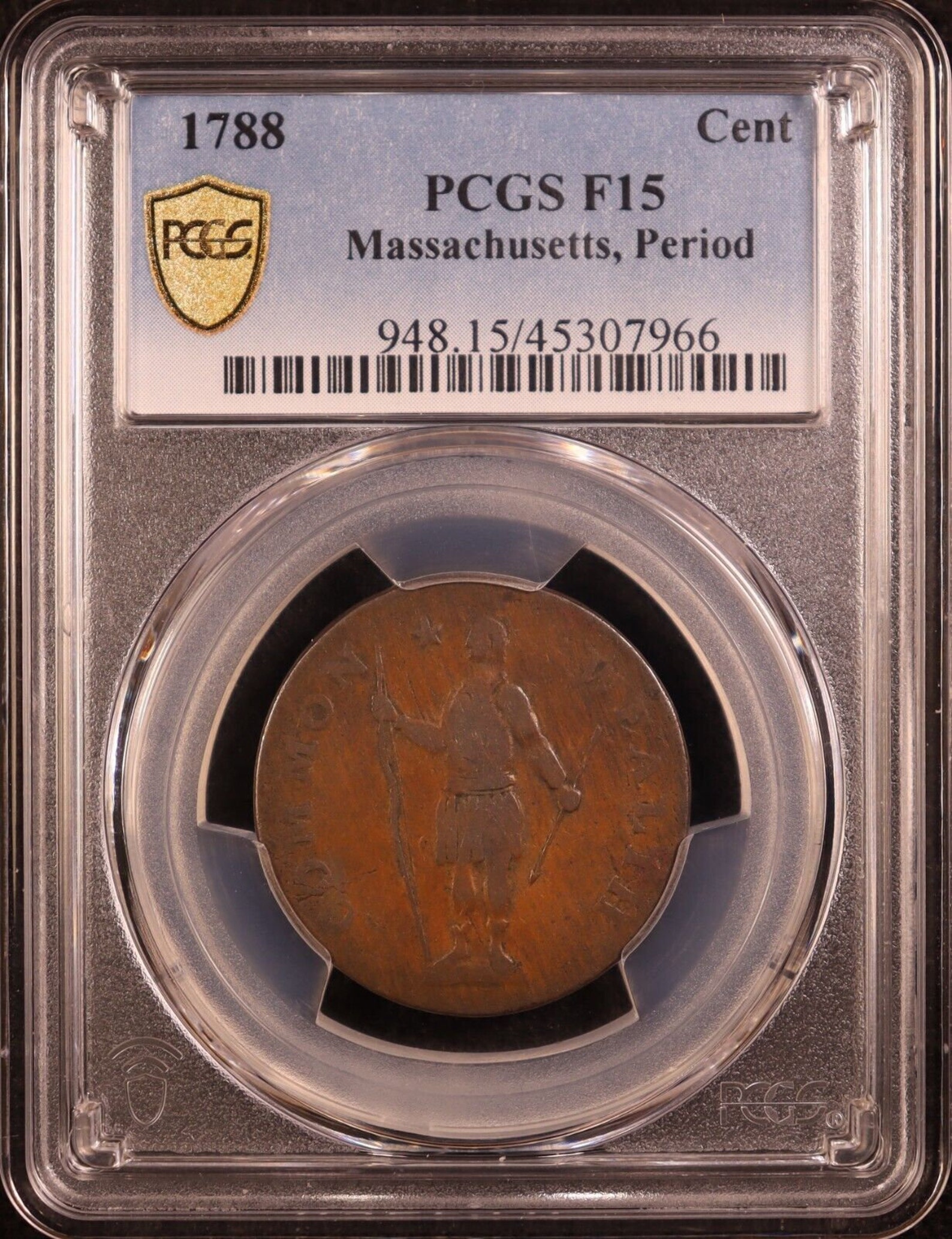 1788 Massachusetts Cent US Colonial Copper Coin - PCGS Fine 15 ...