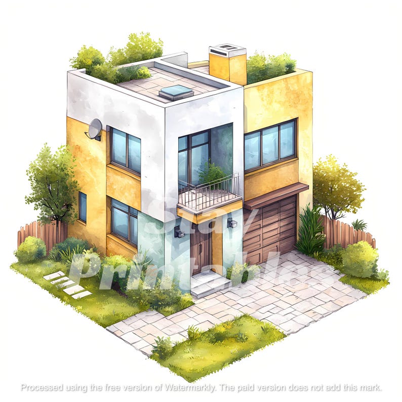 Modern Villa Wall Art, Luxury Home Printable, Minimalist House Decor ...