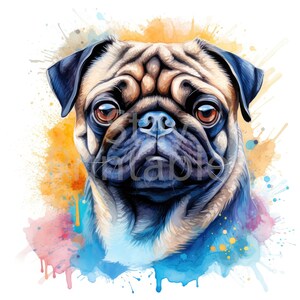 Pug Pet Dog Clipart - 12 High Quality Jpgs + Bonus Files- Digital ...
