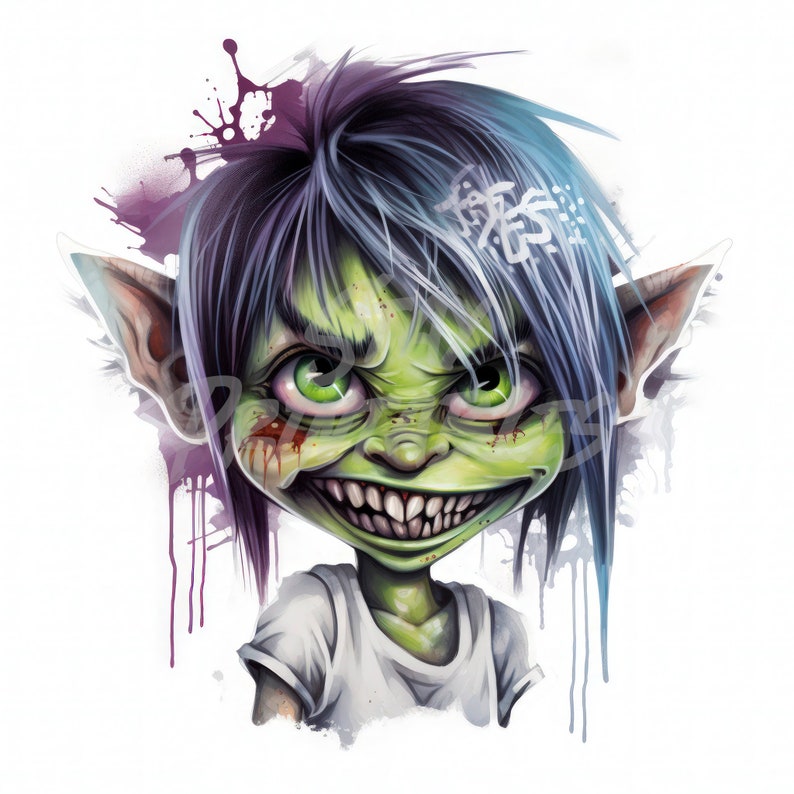 Zombie Goblin Halloween Sublimation Clipart - 12 High Quality Jpgs ...