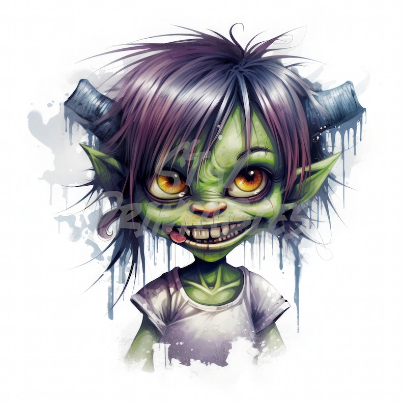 Zombie Goblin Halloween Sublimation Clipart - 12 High Quality Jpgs ...