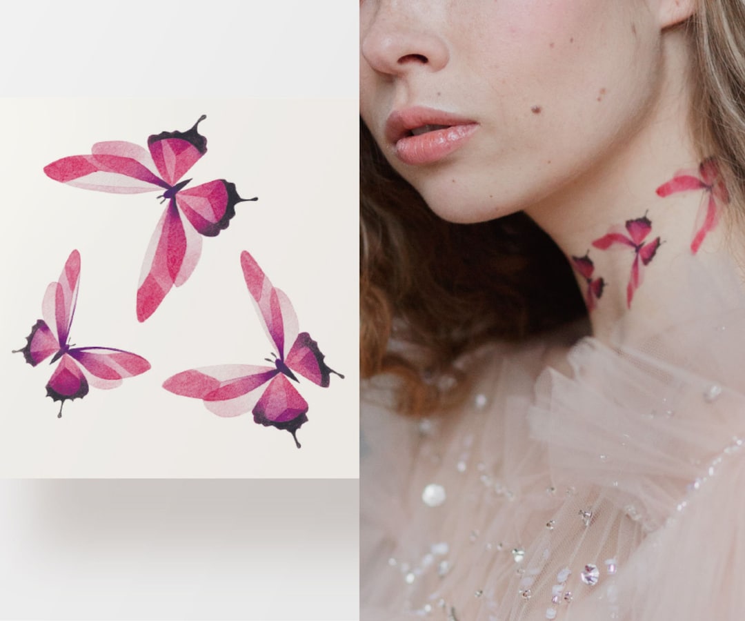 Butterflies Temporary Tattoo, Set of 3 Tiny Cute Flash Tattoo ...