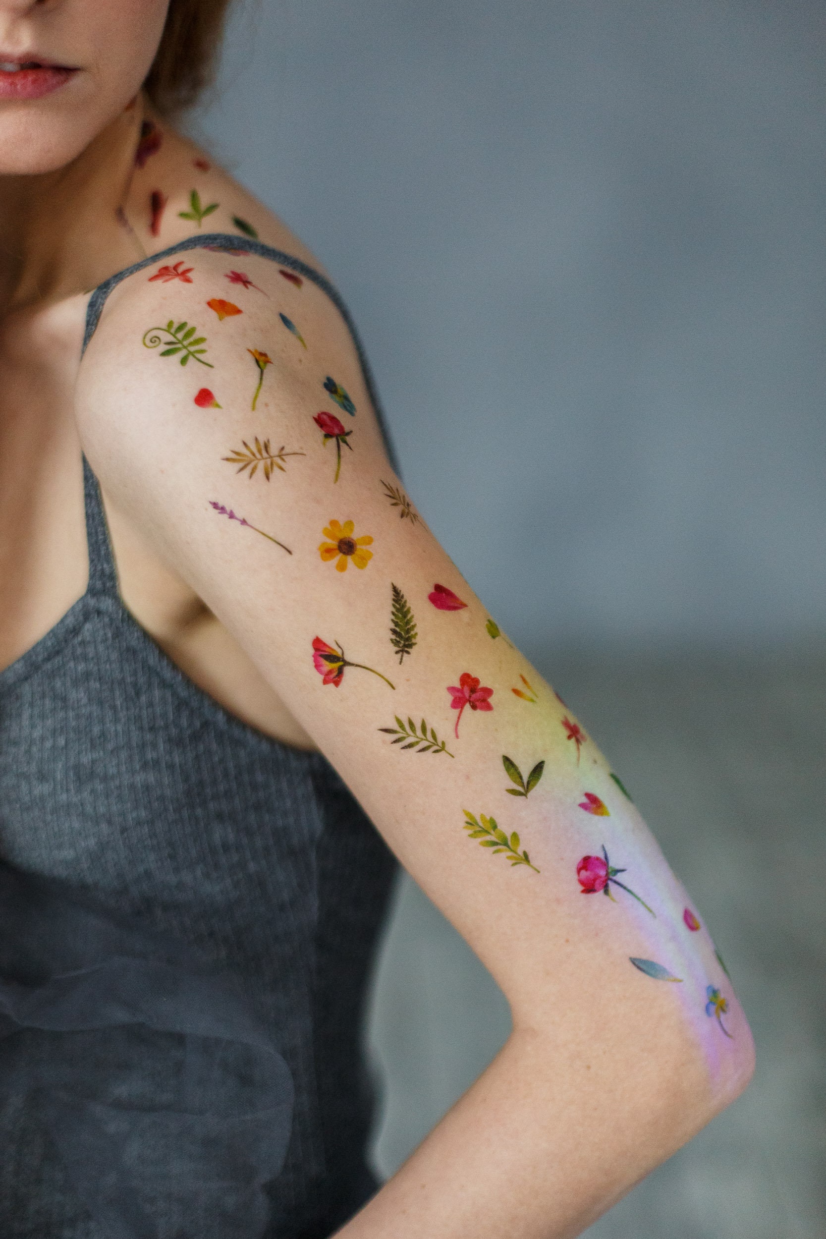 Floral Tiny Temporary Tattoo Mini Flash Tattoo Set of 22 - Etsy