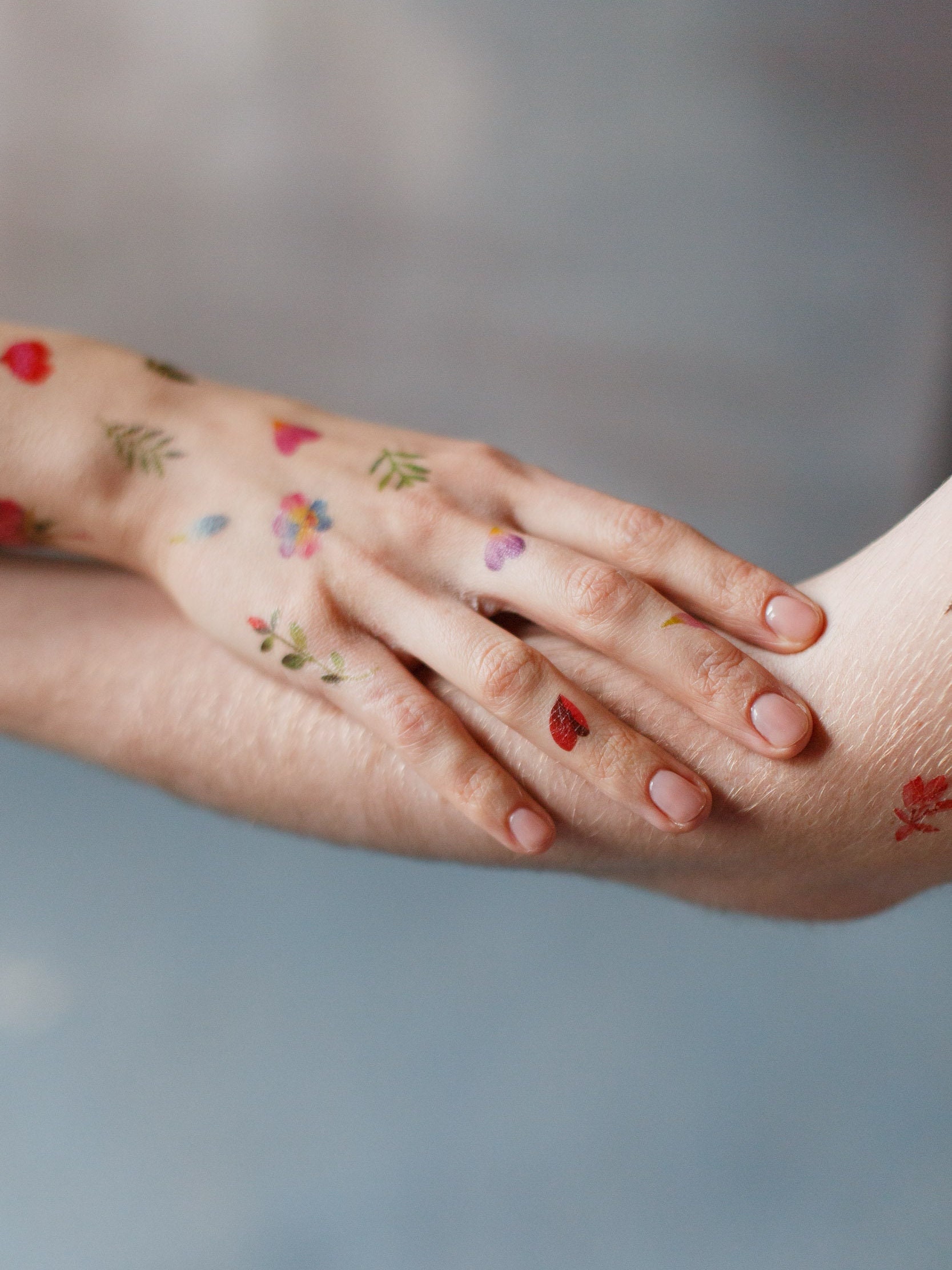 Floral Tiny Temporary Tattoo Mini Flash Tattoo Set of 22 - Etsy