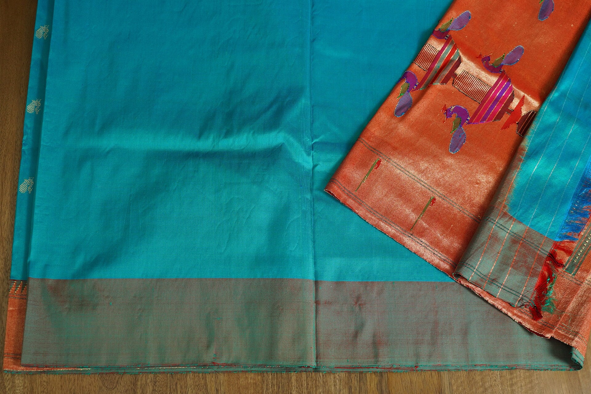 Paithani Saree Single Muniya - Aqua Blue - Etsy