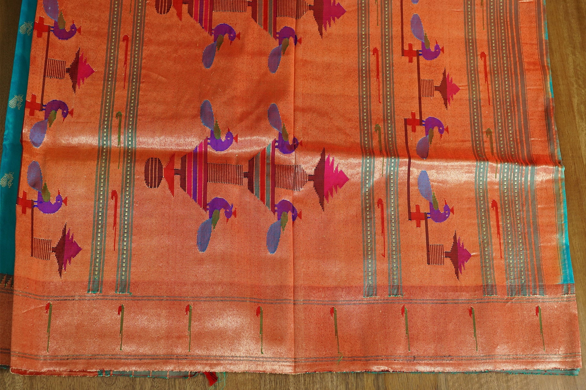 Paithani Saree Single Muniya - Aqua Blue - Etsy