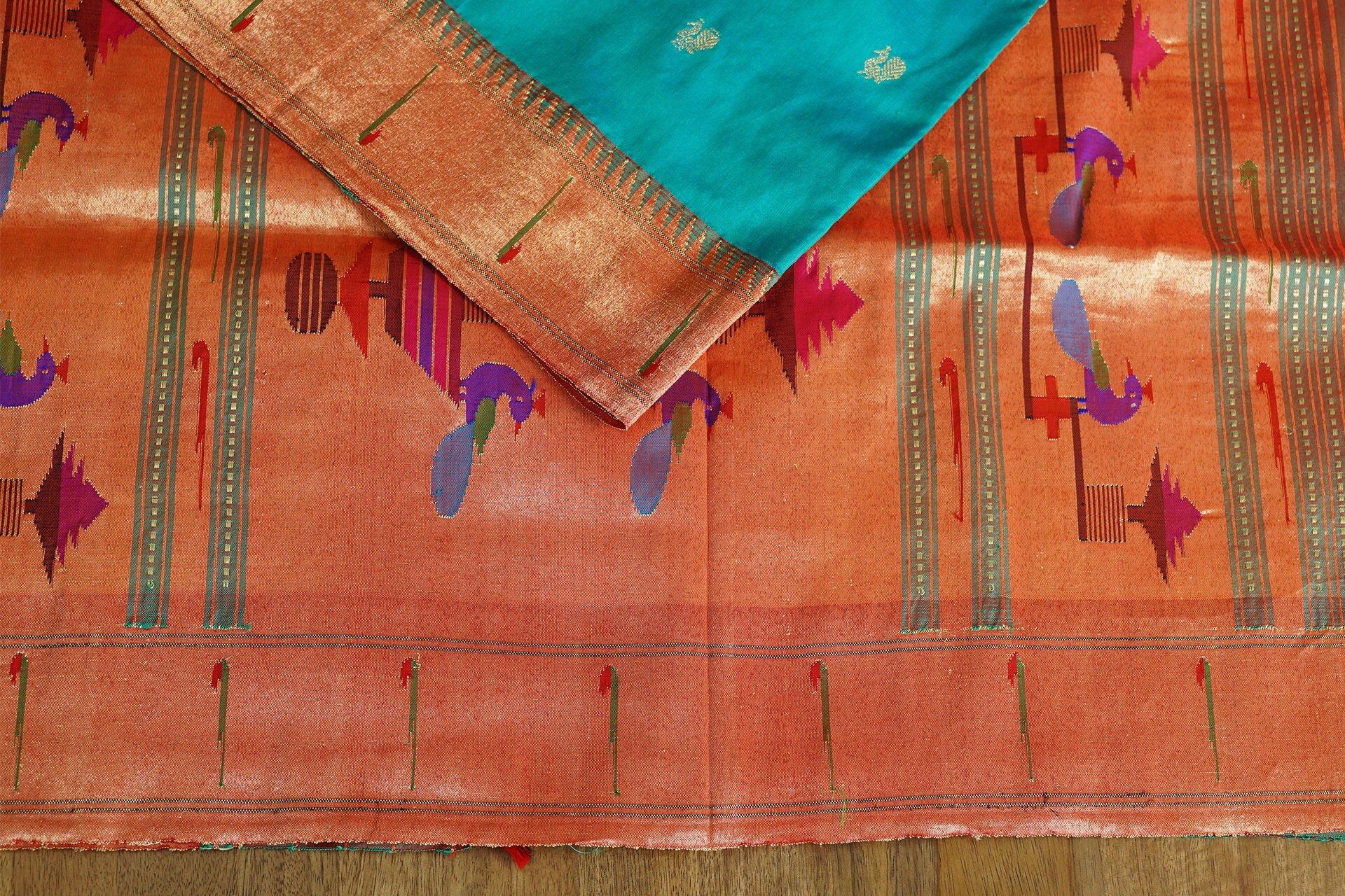 Paithani Saree Single Muniya - Aqua Blue - Etsy