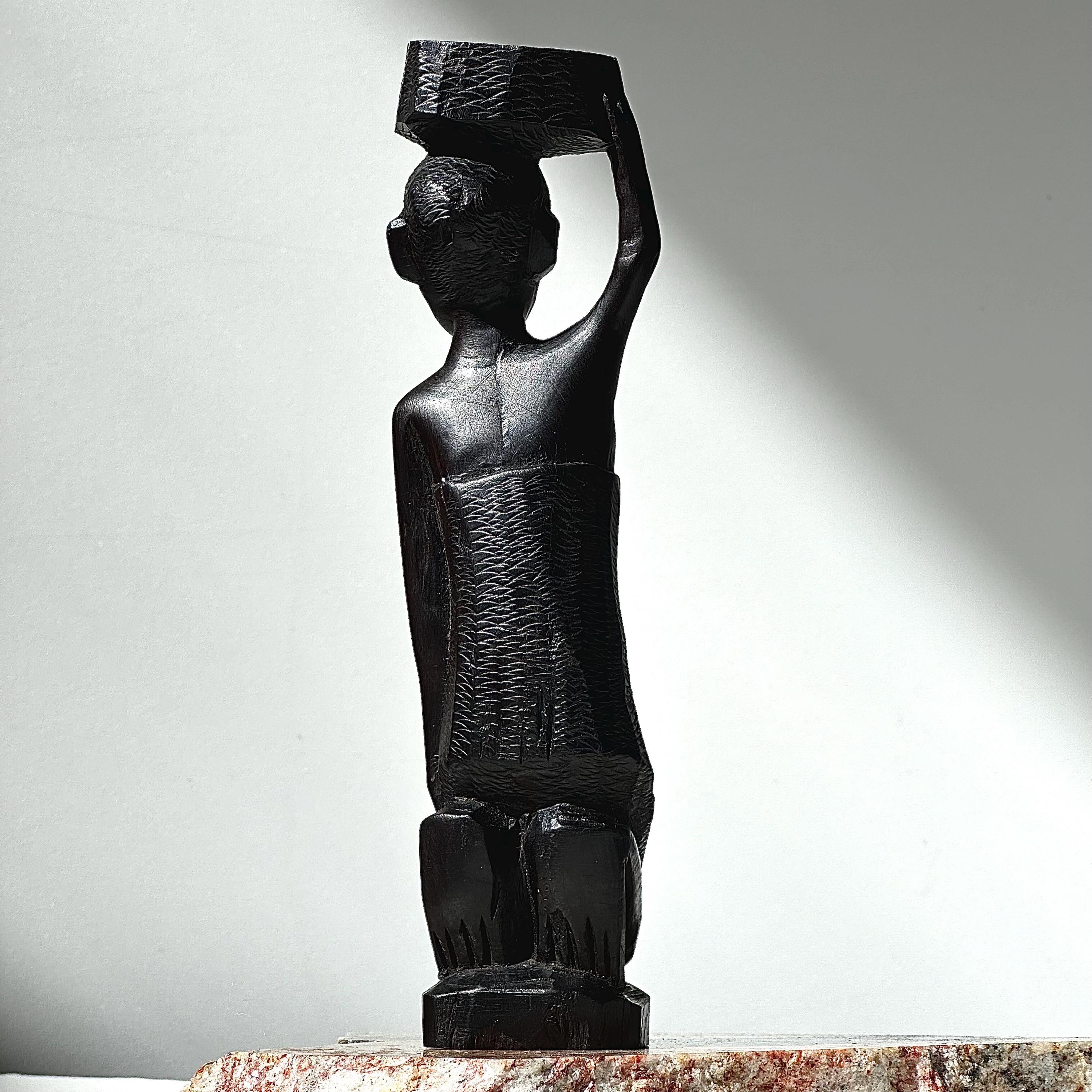 African Ebony Sculpture | 7 Inch Kenyan Woman Figurine | Makonde Tribe ...