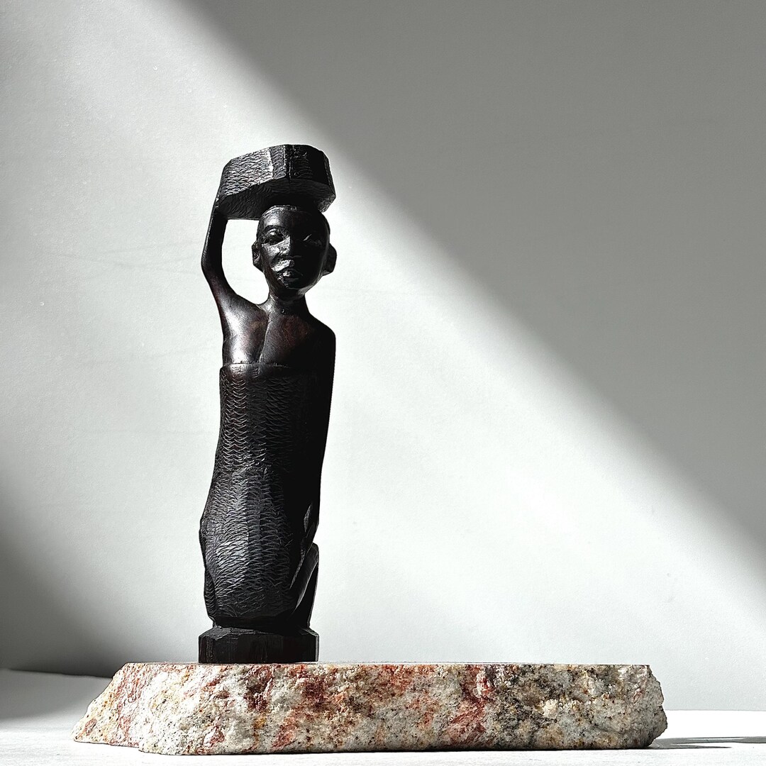 African Ebony Sculpture | 7 Inch Kenyan Woman Figurine | Makonde Tribe ...