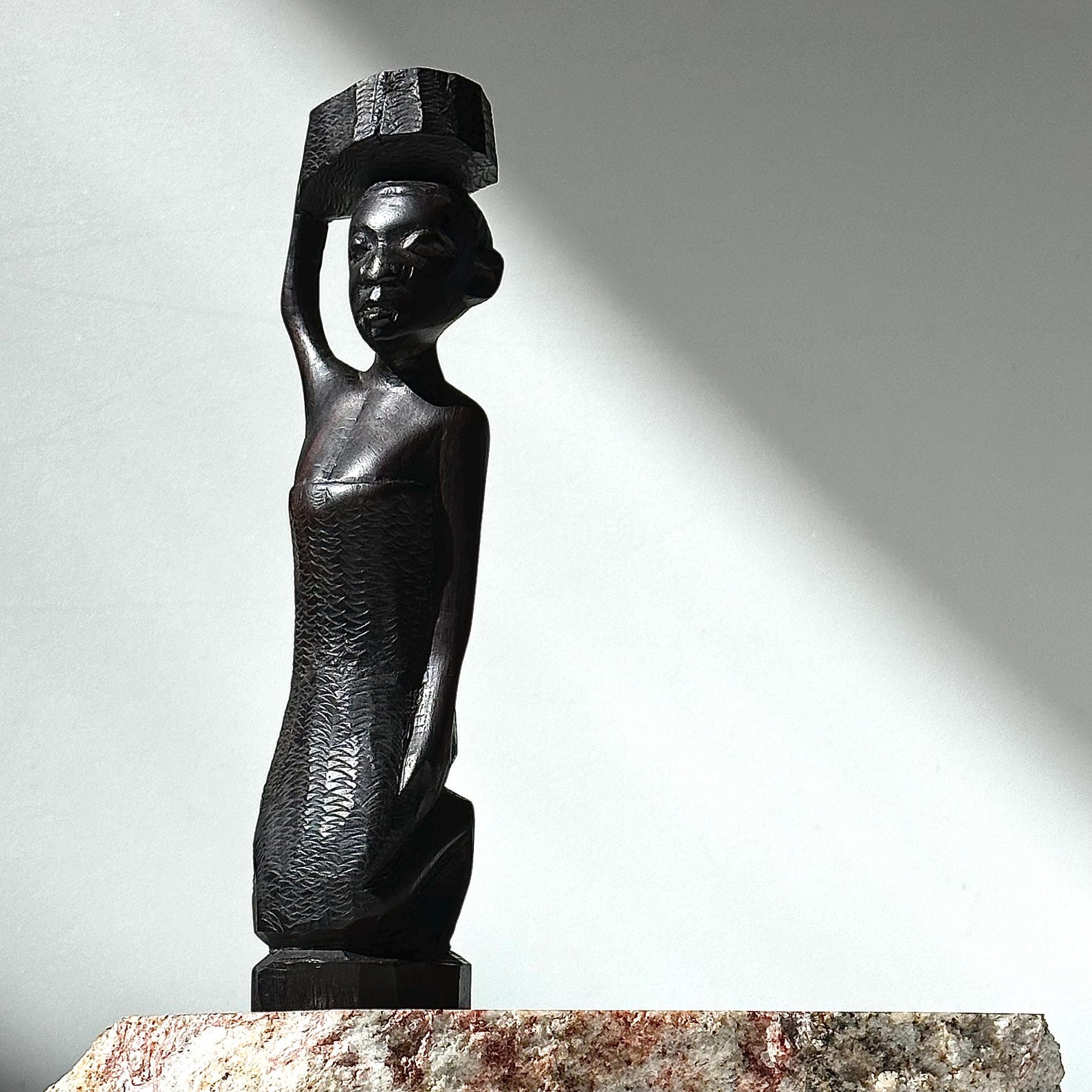 African Ebony Sculpture | 7 Inch Kenyan Woman Figurine | Makonde Tribe ...