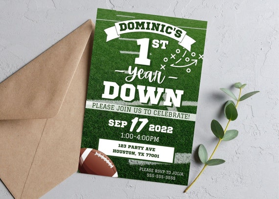 Football First Birthday Invitation Template Download - Etsy