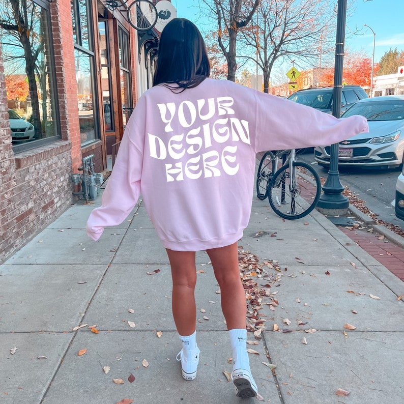 Gildan 18000 Light Pink Back Mockup Oversized Light Pink - Etsy